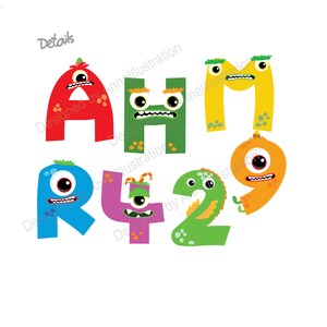 Monster Alphabet Clipart,monster Numbers Clipart,monster Letters ...