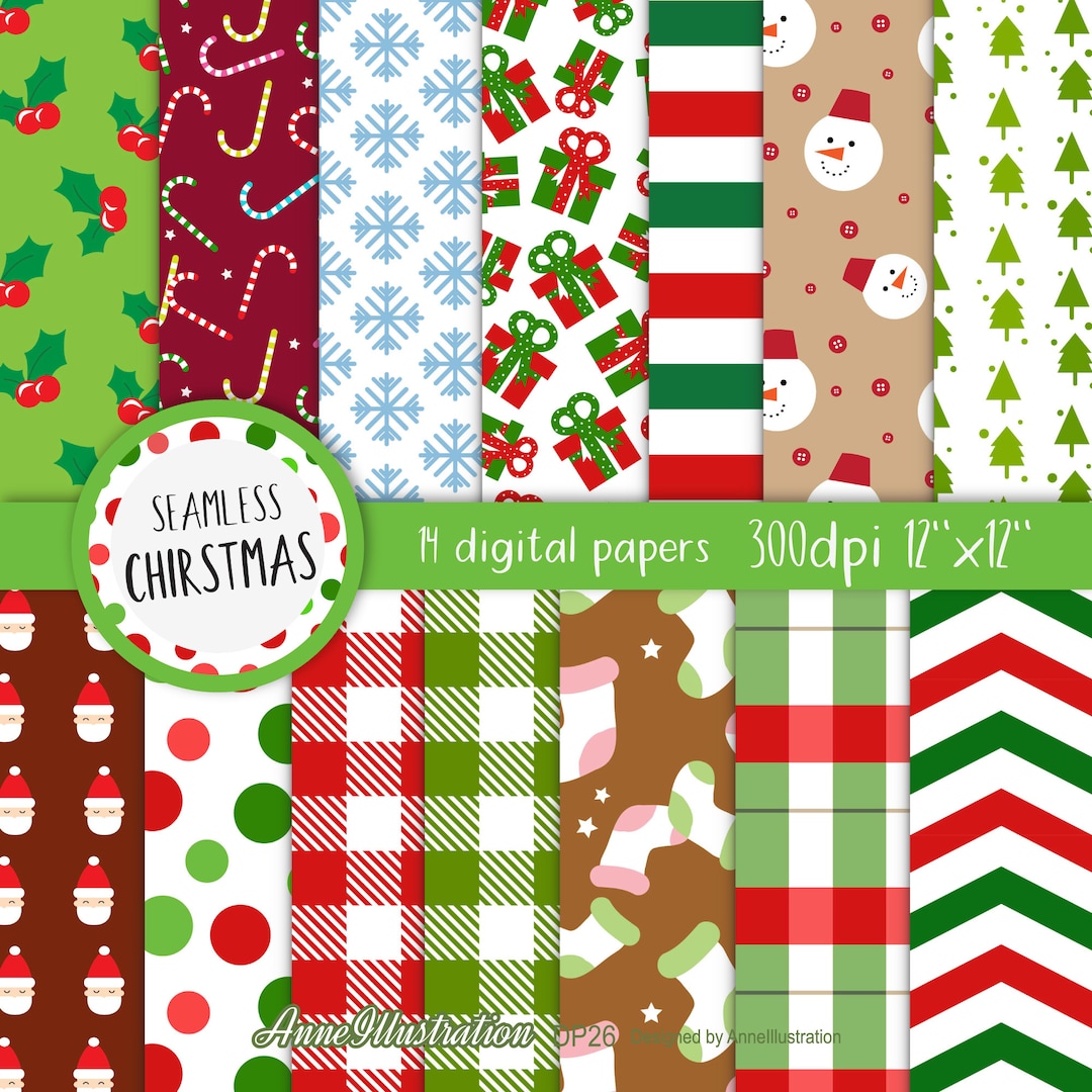 Christmas Digital Papers(seamless)holiday,scrapbook Paper,pattern ...