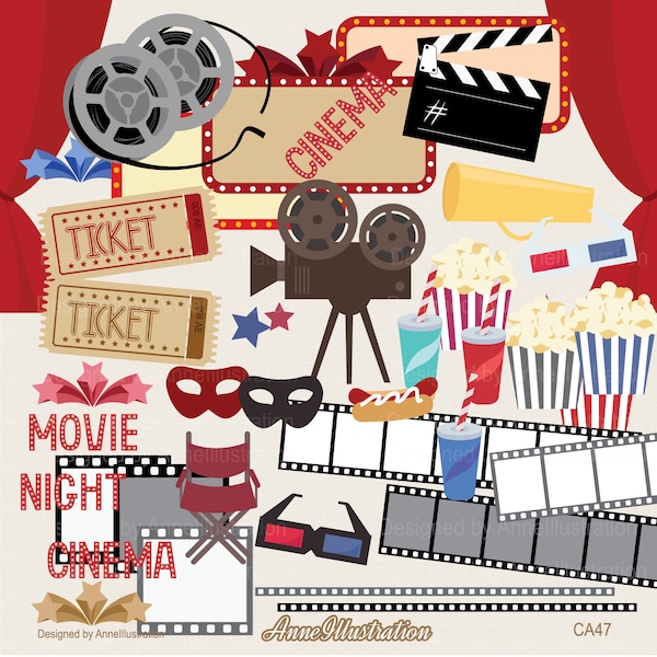 Movie Clipart - Etsy