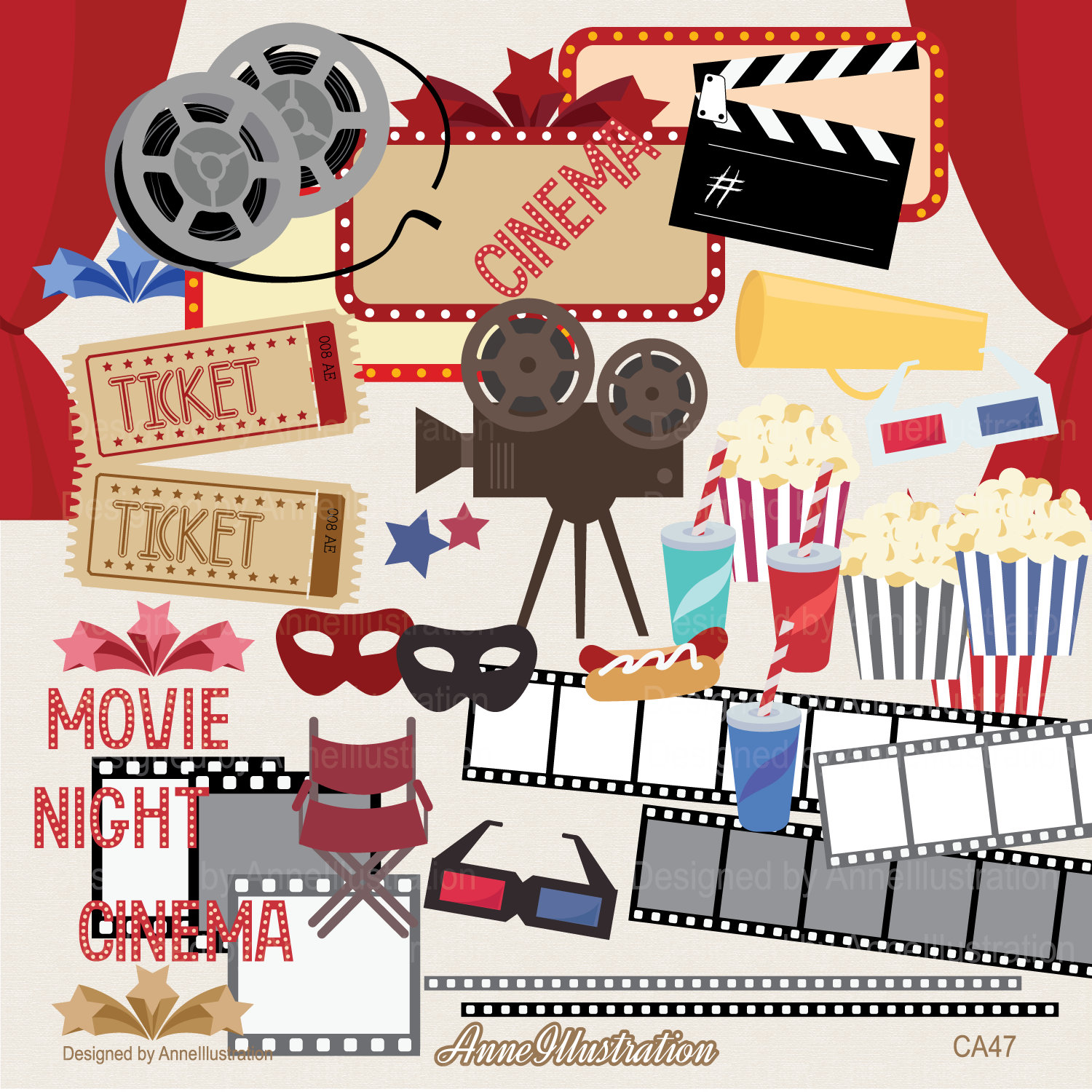 Cinema Clipart,movie Clipart,theatre Clipart,film Clipart,theme Clipart ...