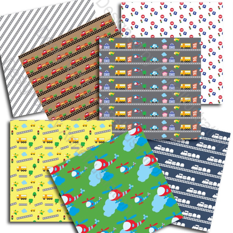 Cars Digital Paper(not in Seamless)fire Truck,bus,plane,fire Engine ...