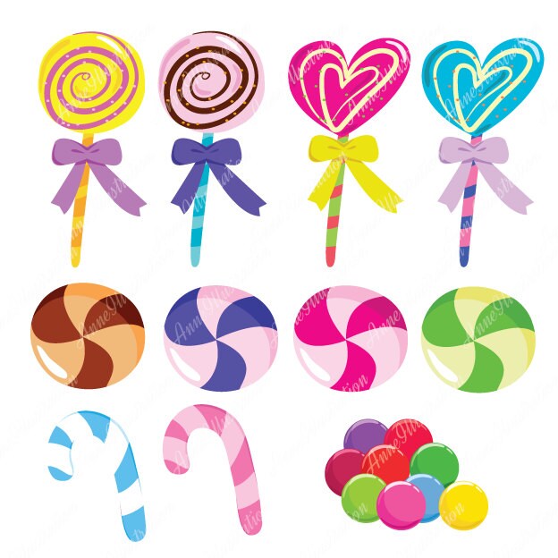 Candy Clipart Personal & Commercial Use Vector Instant - Etsy Australia