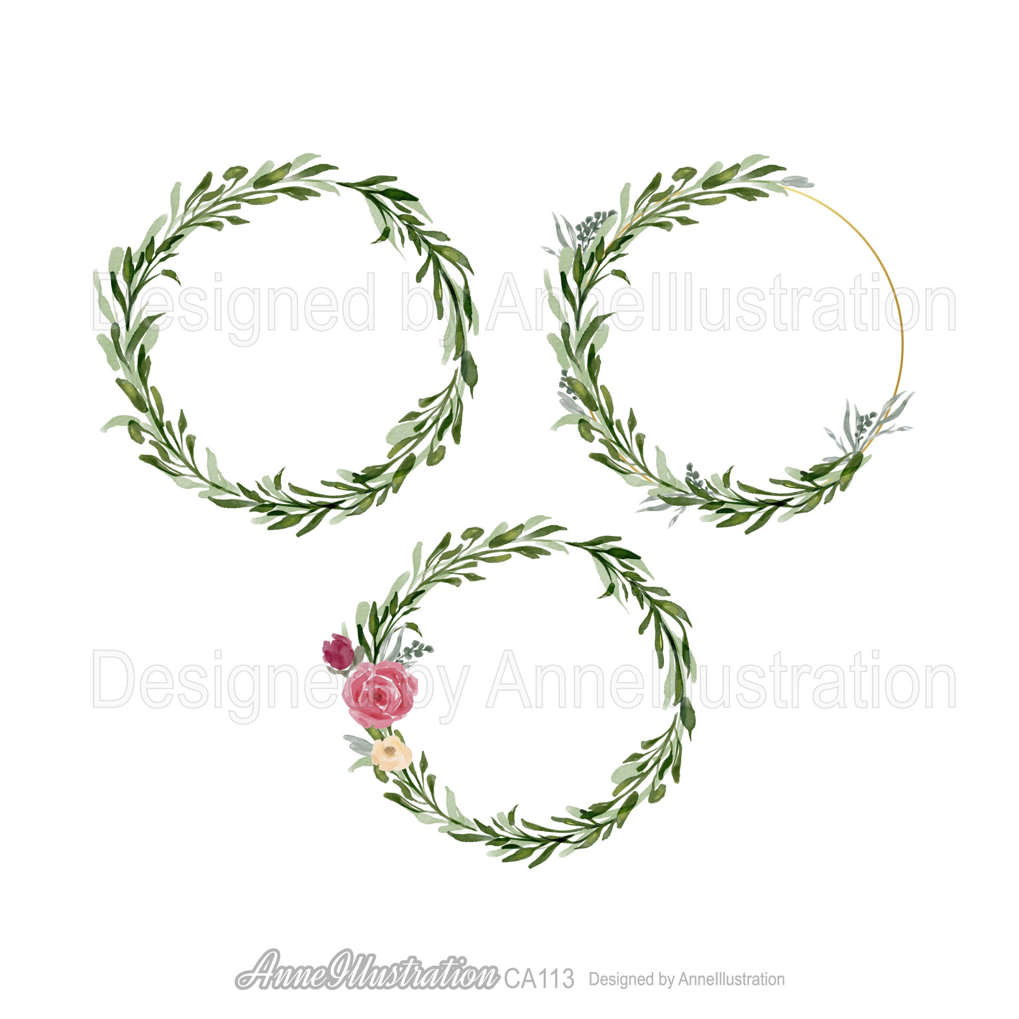 Watercolor Greenery Wreath | Etsy