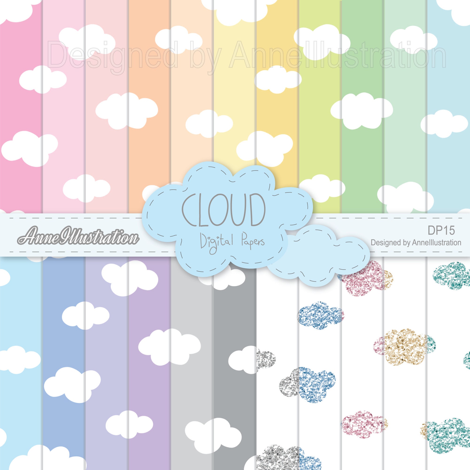 Cloud Digital Paperseamlesscloud - Etsy