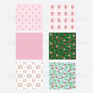 Flamingo Digital Paper(seamless),tropical,gold Glitter,hibiscus ...