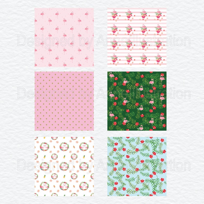 Flamingo Digital Paper(seamless),tropical,gold Glitter,hibiscus ...