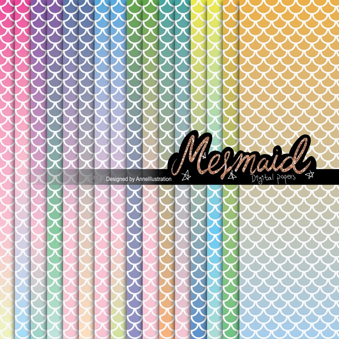Mermaid Digital Papers (not Seamless),mermaid Background,mermaid Scales ...