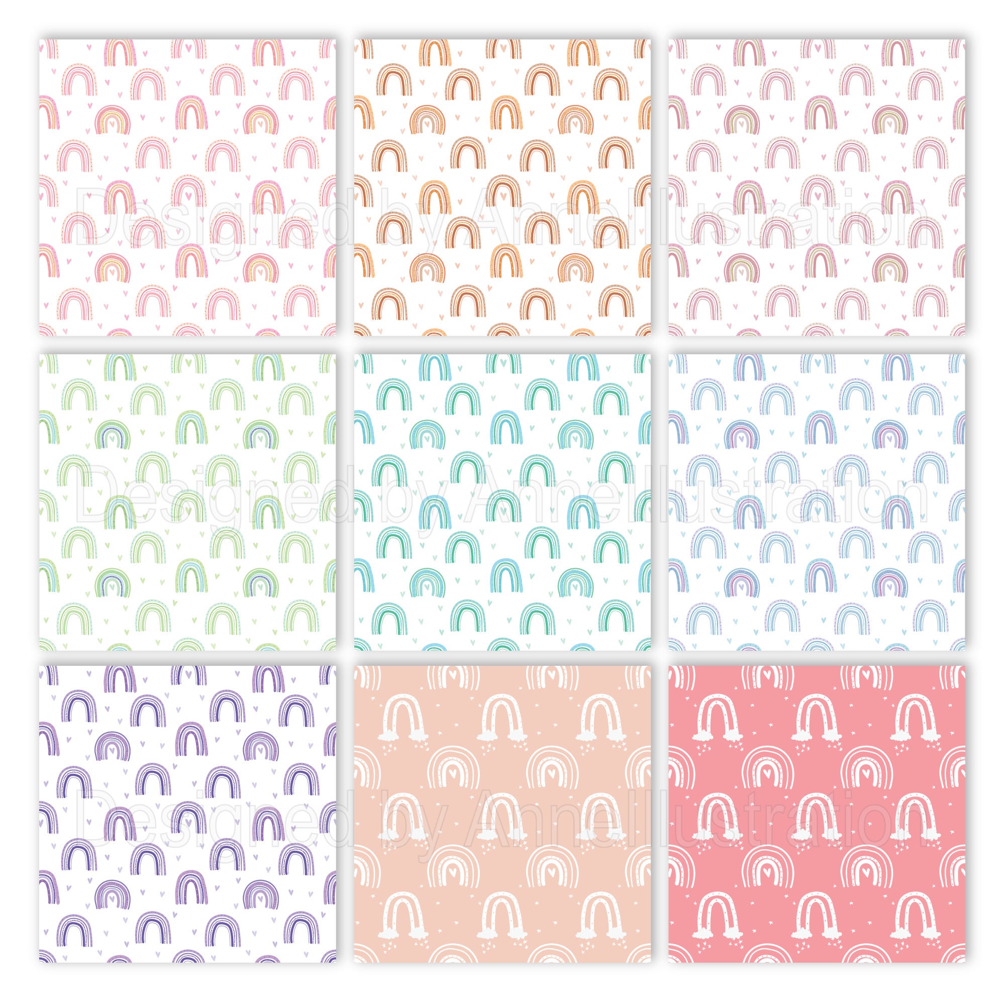 Rainbow Digital Papersseamlessnurseryrainbow - Etsy Canada