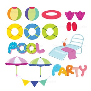 Girls Pool Party Clipart,pool Clipart,pool Party Digital Clipart,swim ...