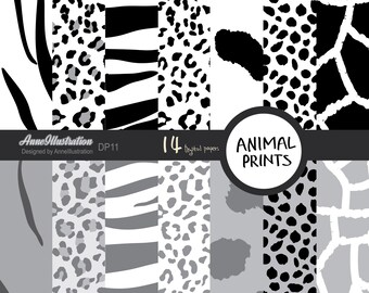 Safari Animal Prints Digital Paper Zebra Leopard Cheetah - Etsy