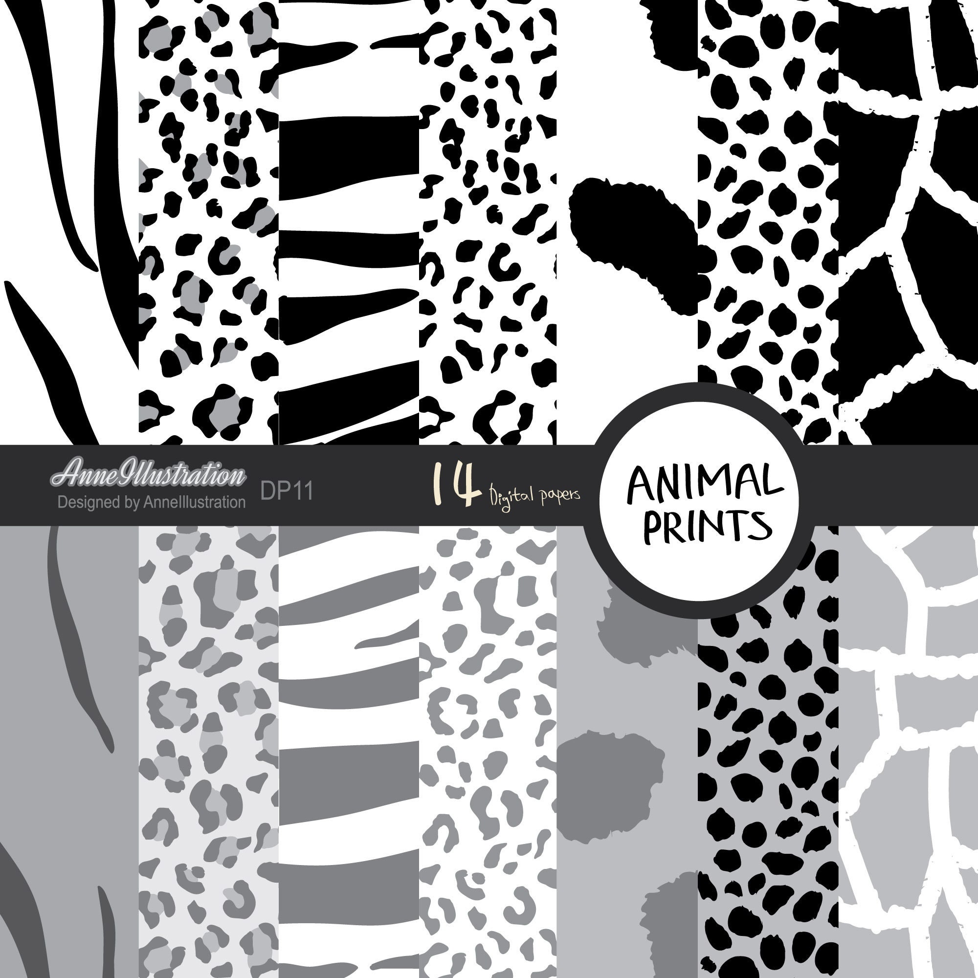 Black And White Giraffe Print