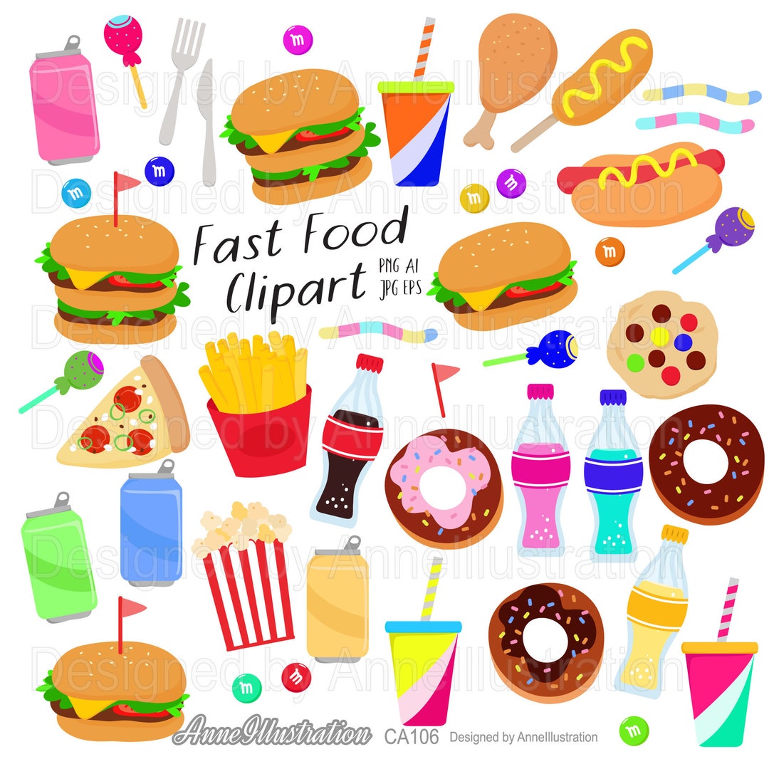 Fast Food Clipart,junk Food,hamburger,hot Dog,party,kids,pizza,donut ...