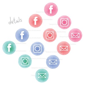 Watercolor Social Media Icons Clipart,website Icons,blog,blogger,media ...