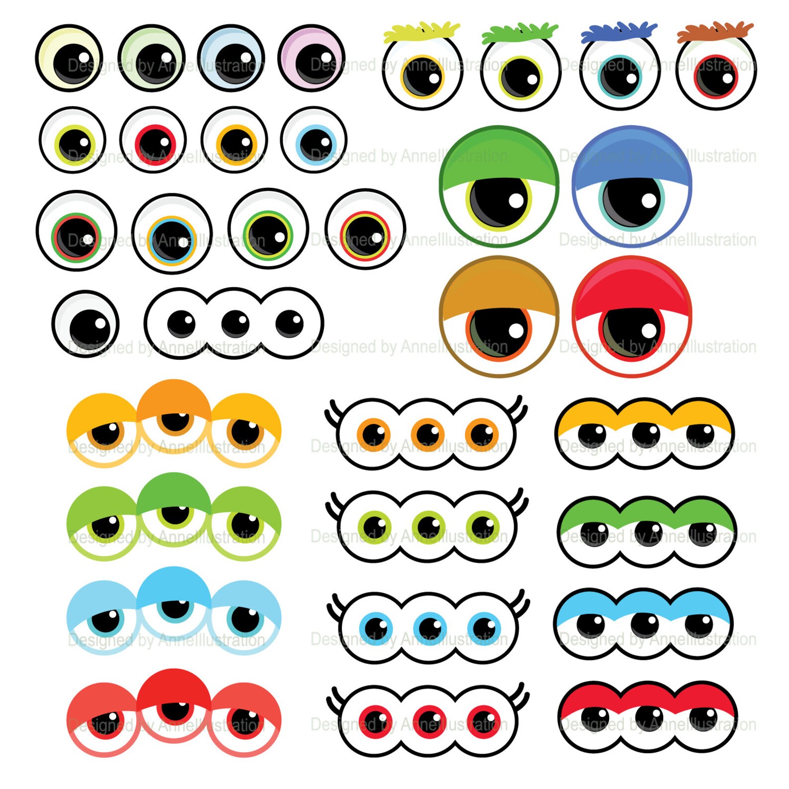 Ojos de monstruo bocas Clipart cara de monstruo imágenes | Etsy España