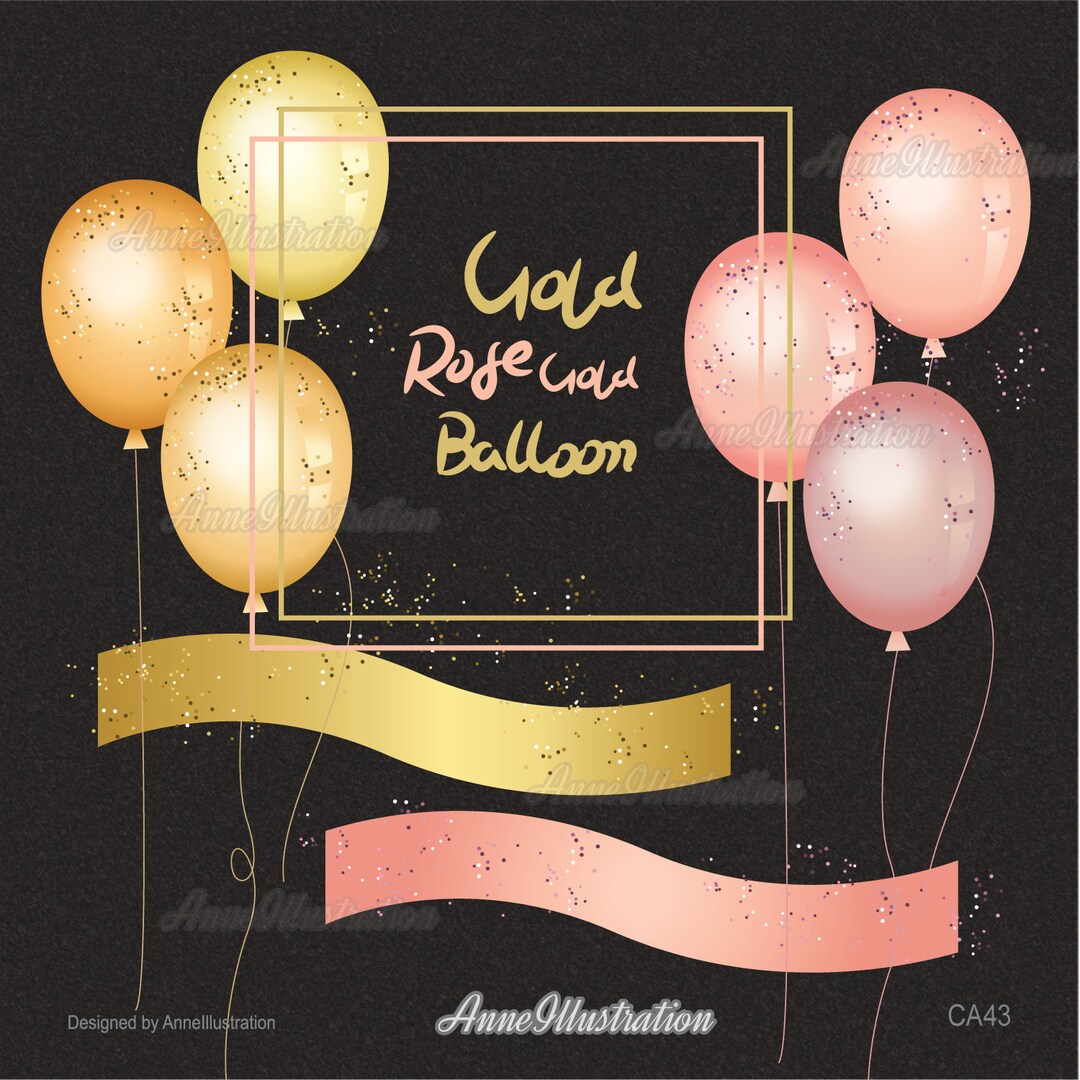 Gold Balloons Clipart,rose Gold Balloons Clipart,party Clipart,event ...