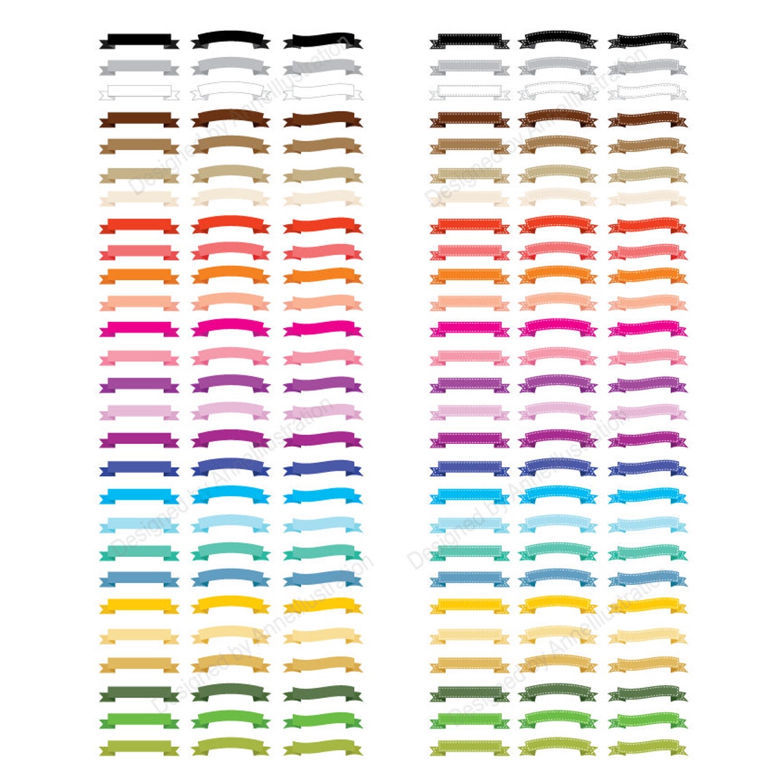 Ribbon Clipartbanner Clipartstitched Ribbons Clipartrainbow - Etsy
