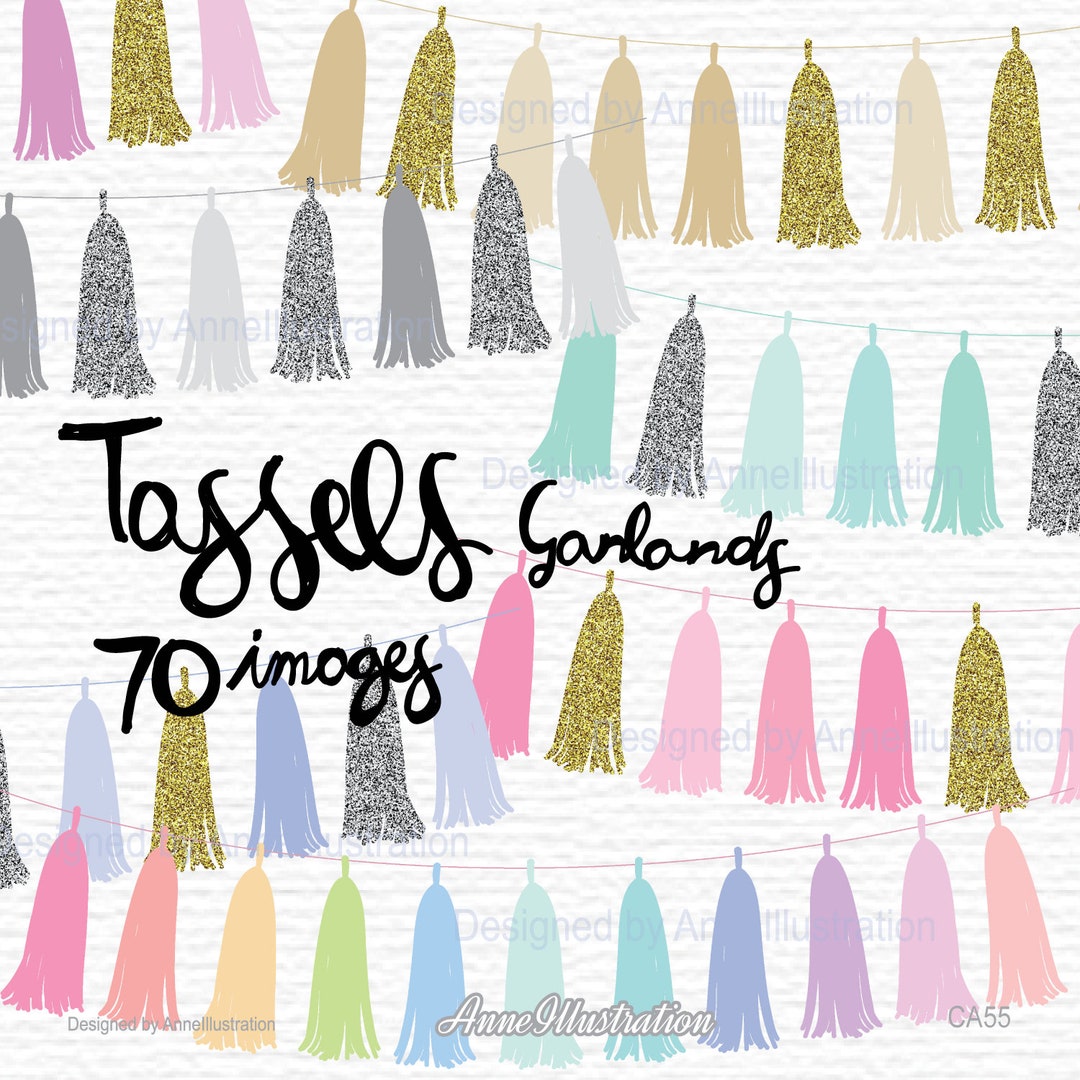 Tassel Garlands Clipart,gold Glitter Tassels Images,party Clipart ...