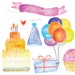 Watercolor Party Clipart,birthday Clipart,party Hats,cakes,gift,bunting ...