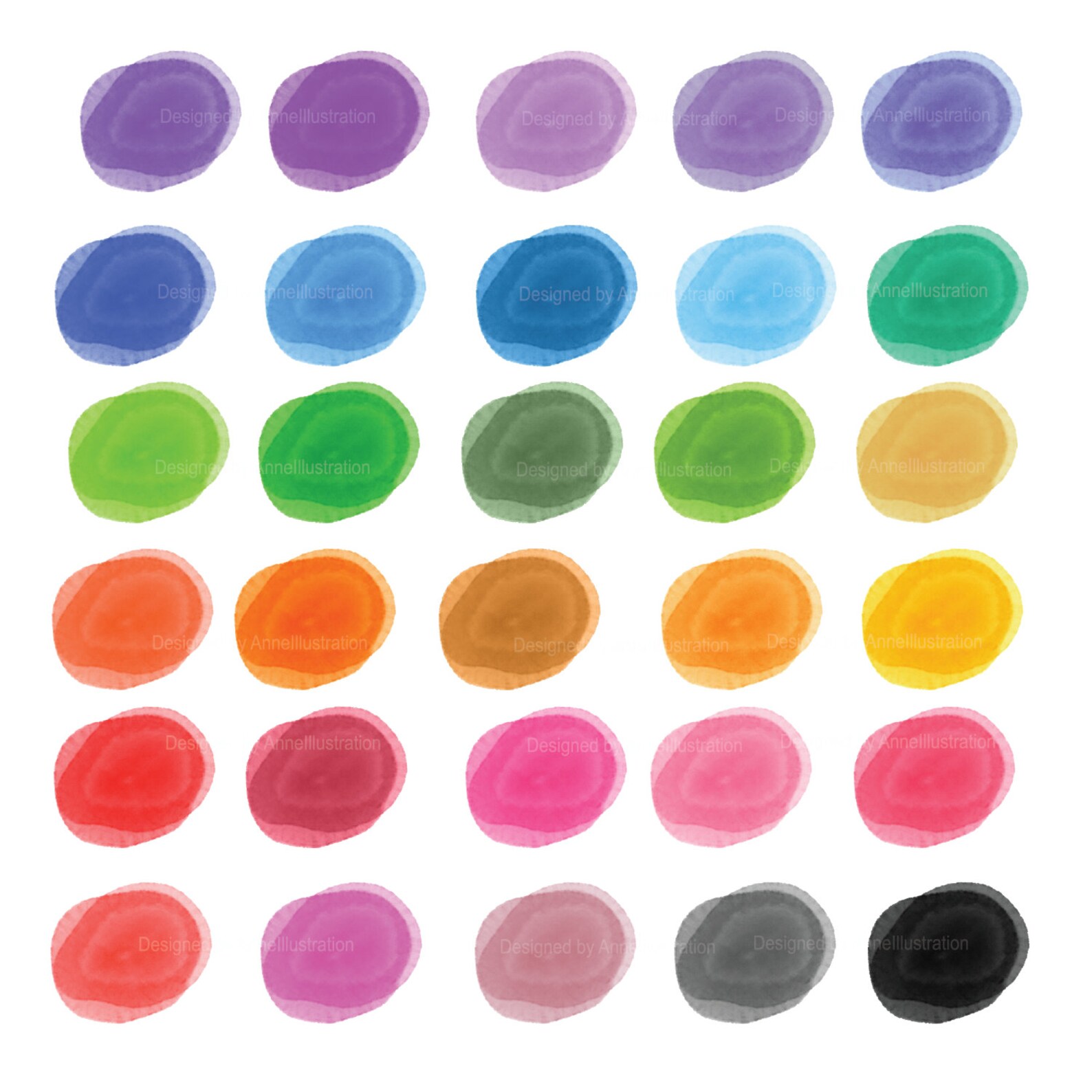 Watercolor Circles Clipart,watercolor Dots Clipart,round Shapes Clipart ...