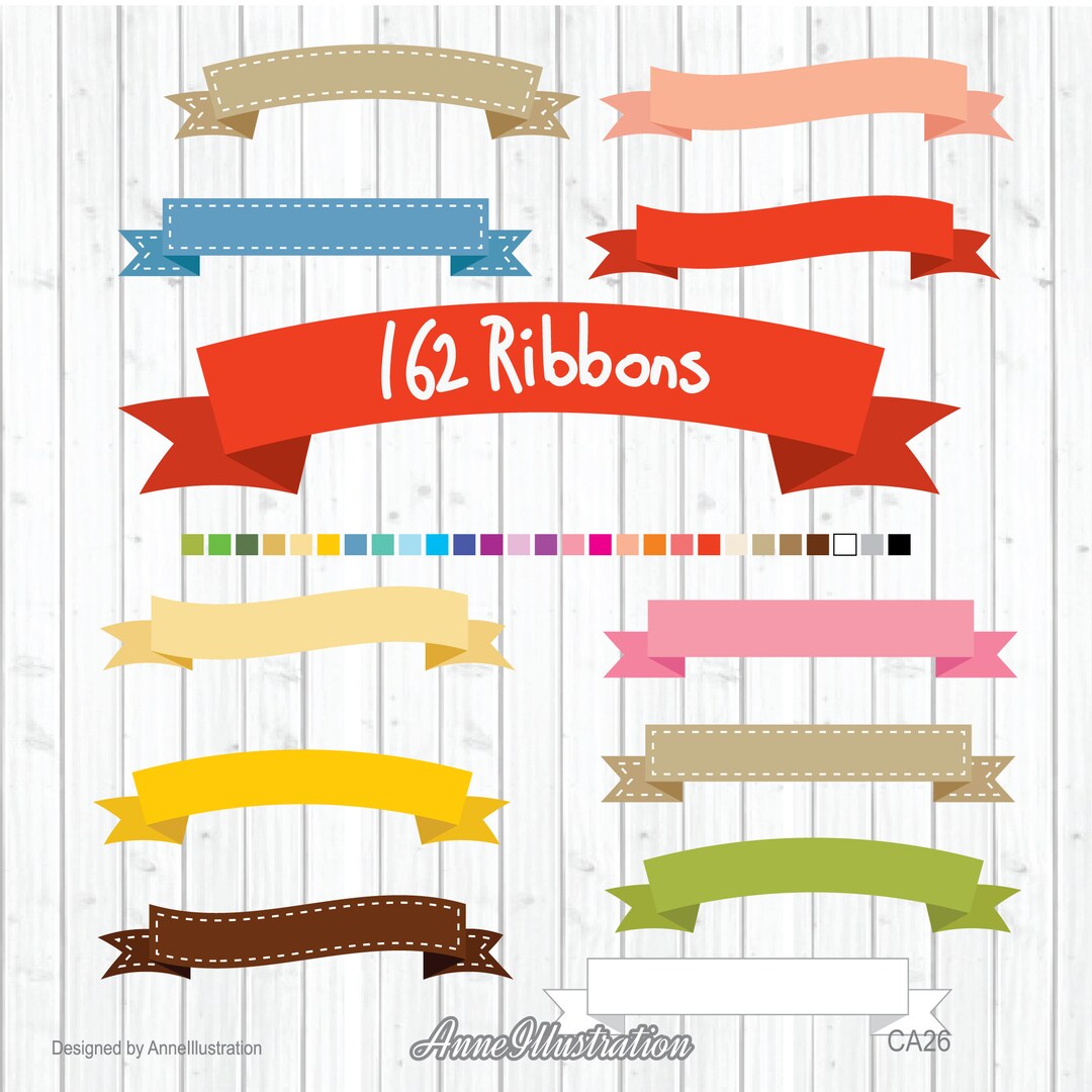 Ribbon Clipart,banner Clipart,stitched Ribbons Clipart,rainbow Ribbons ...