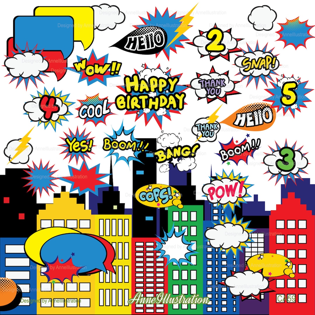 Comic Text Clipart,comic Book Clipart,superhero Party Clipart,speech ...