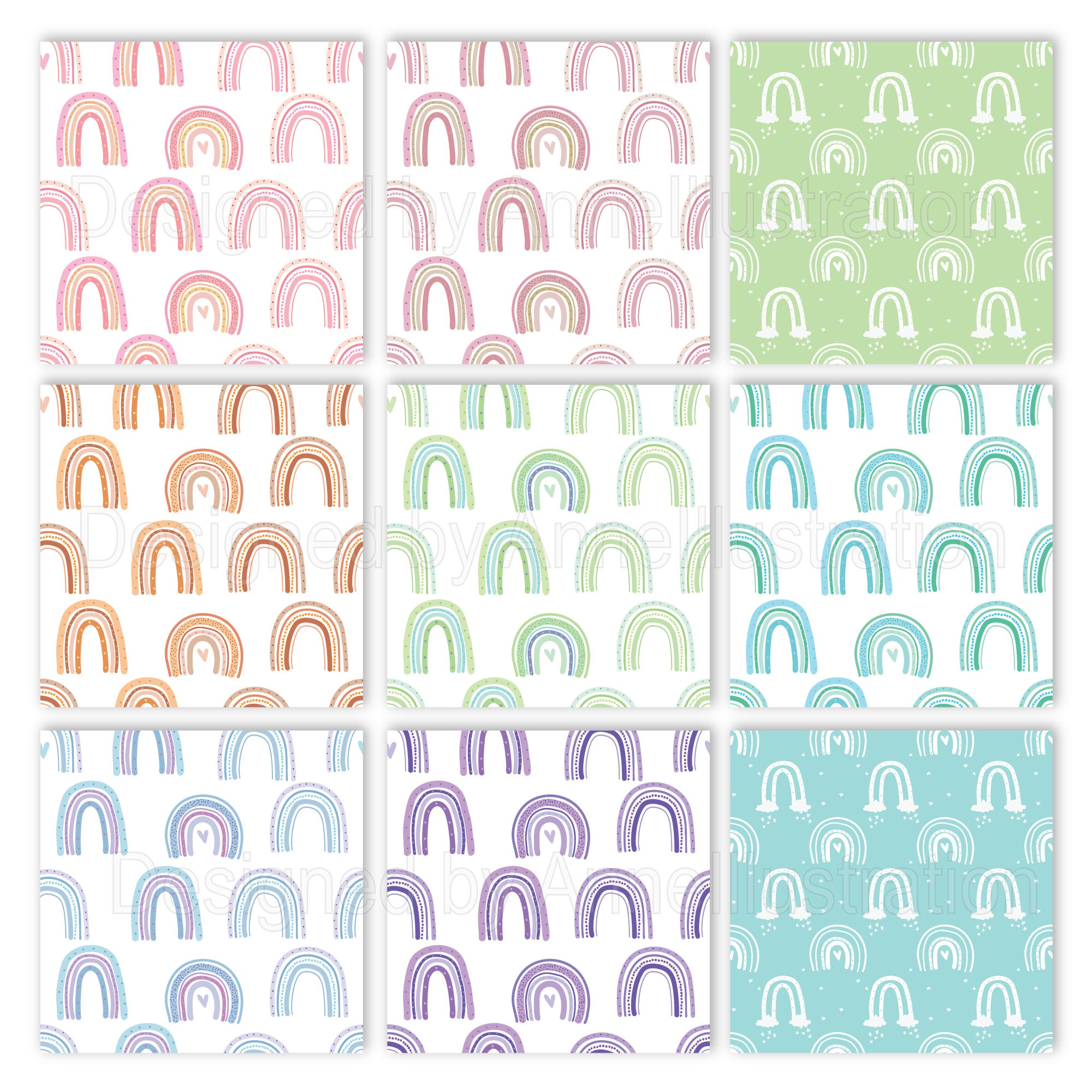 Rainbow Digital Papersseamlessnurseryrainbow - Etsy Canada
