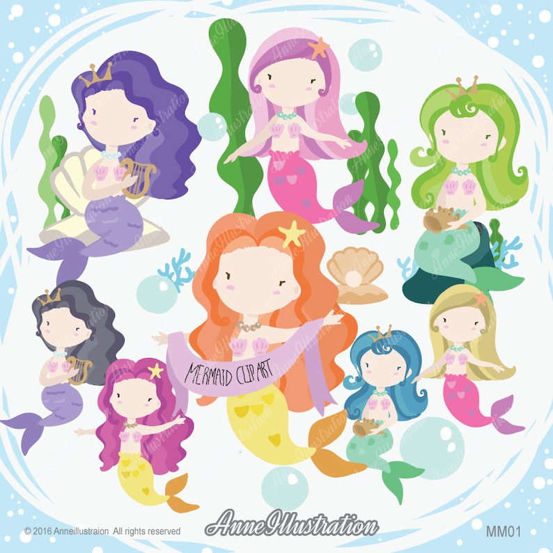 Mermaid Clipart,mermaids Clipart,sea Clipart,fairy Tale,princess ...