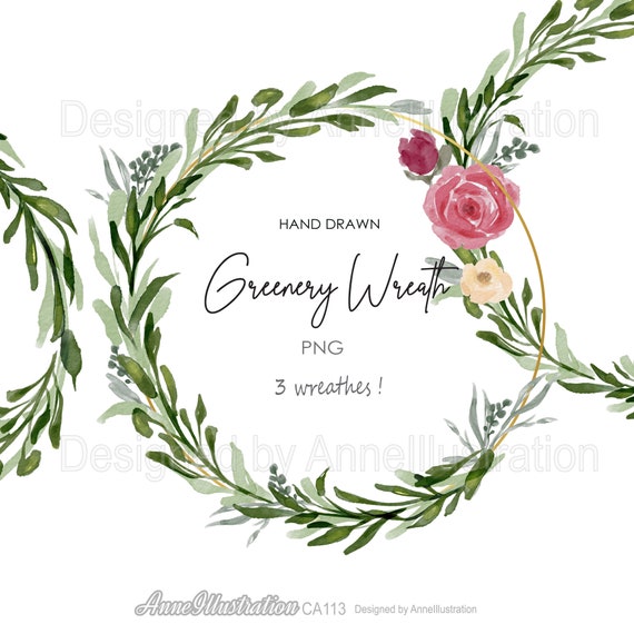 Watercolor Greenery Wreath - Etsy Australia