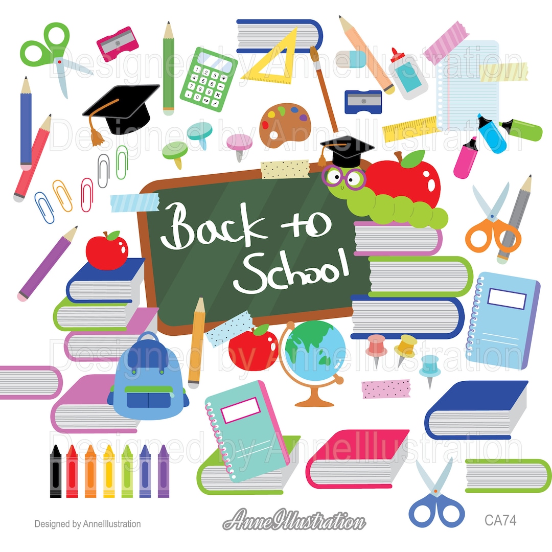 Back to School Clipart,stationery Clipart,educational,school Supplies ...