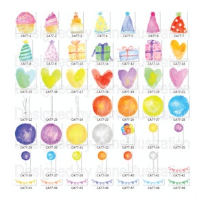 Watercolor Party Clipart,birthday Clipart,party Hats,cakes,gift,bunting ...