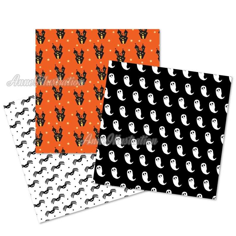 Halloween Digital Papers(seamless),pumpkin,ghost,boo,trick or Treat,cat ...