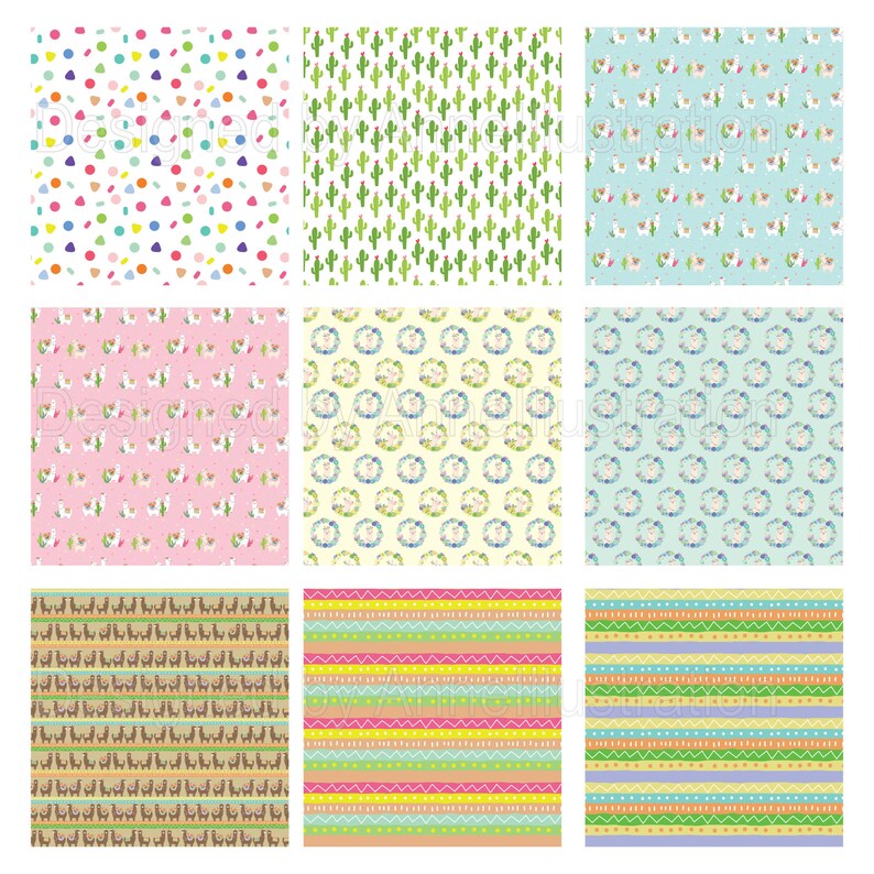 Llama Digital Papers(seamless),alpaca,cactus,peruvian,animals,boho ...