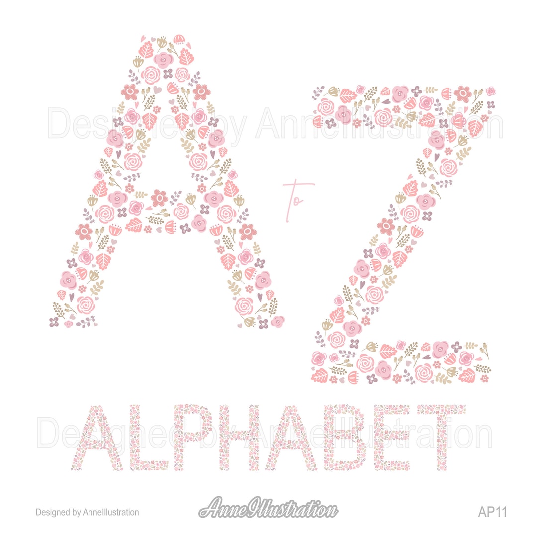 Floral Alphabet Clipart,letters,pink,wedding Clipart,floral Monogram ...