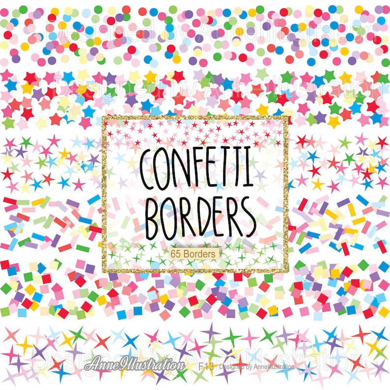 Confetti Border Digital Clipartconfetti Borderinvitation - Etsy Australia