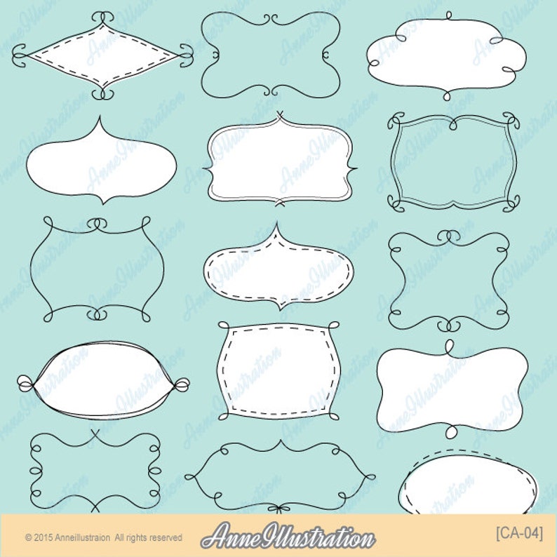 Doodleframe Clipart Curly Frame Clipart Personal & - Etsy Australia