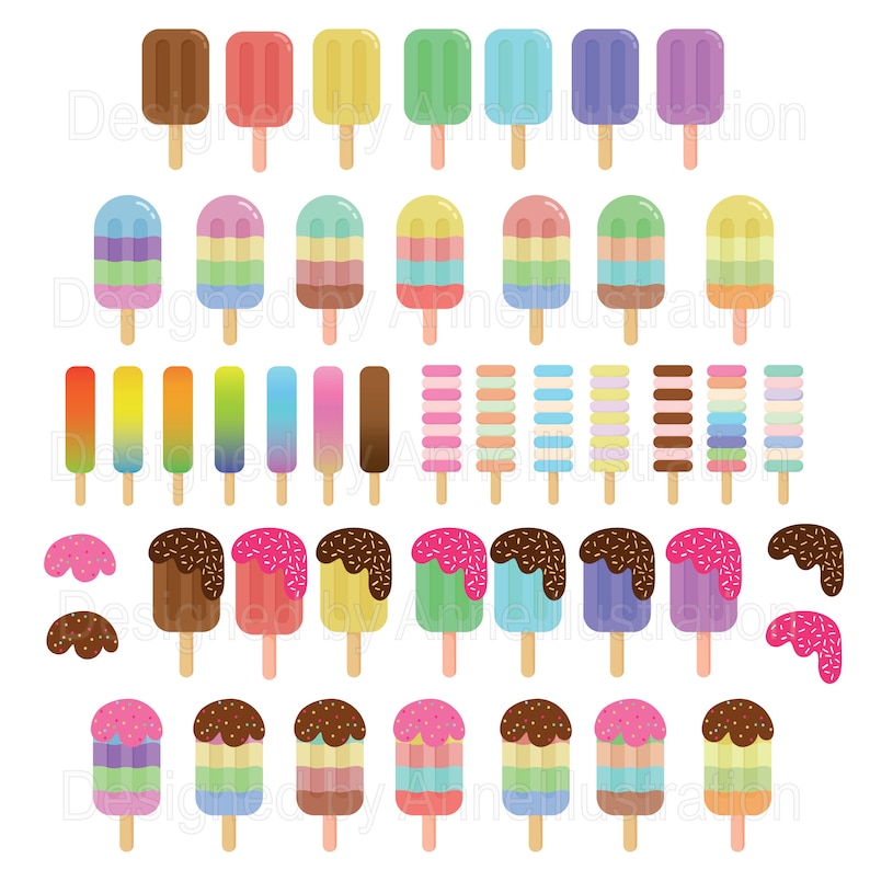 Popsicles Clipart,ice Pop,ice Lolly,ice Block,instant Download ...