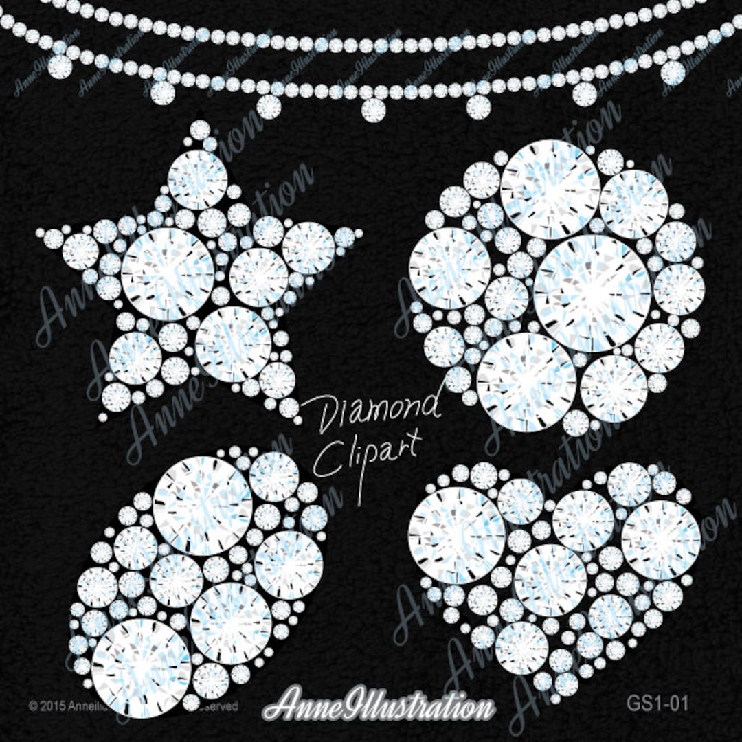 Gemstone Clipart, Diamond Clipart, Jewel Clipart, Vector, Digital Art ...