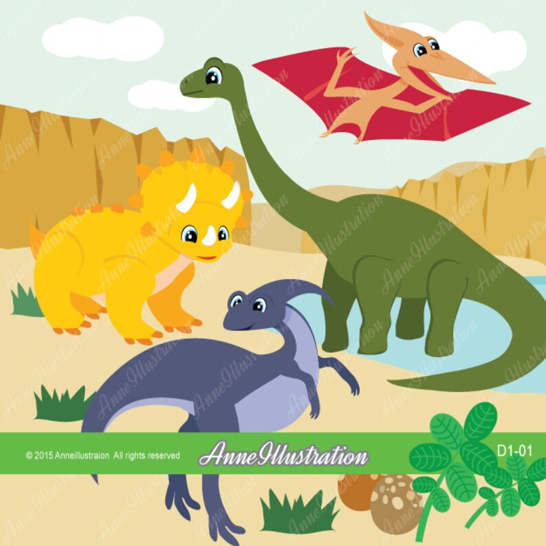 Dino Dinosaur Digital Clipart Vector Instant Download | Etsy