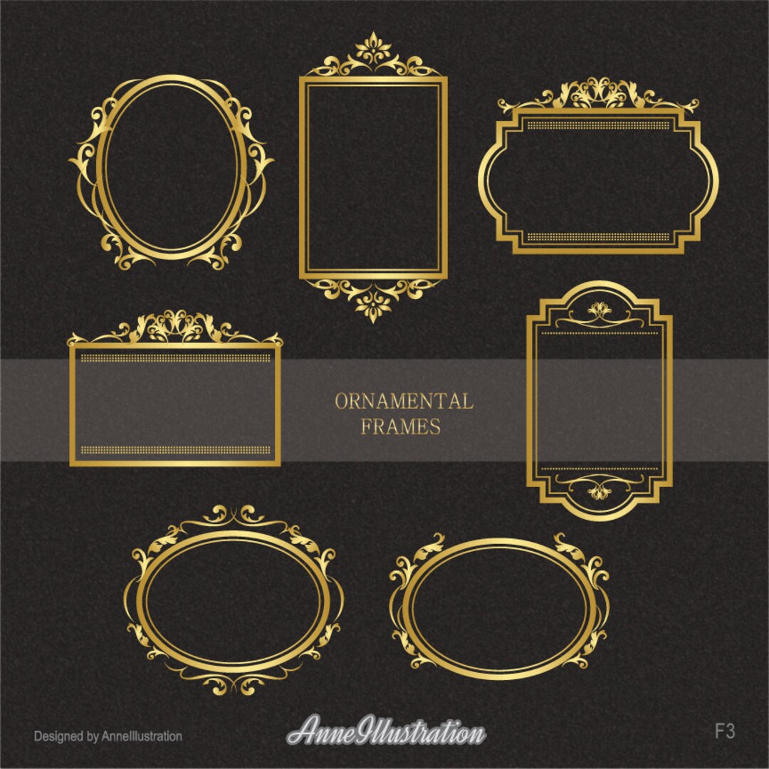 Ornamental Gold Frames Clipart,gold Frames Clipart,gold Vintage Clipart ...