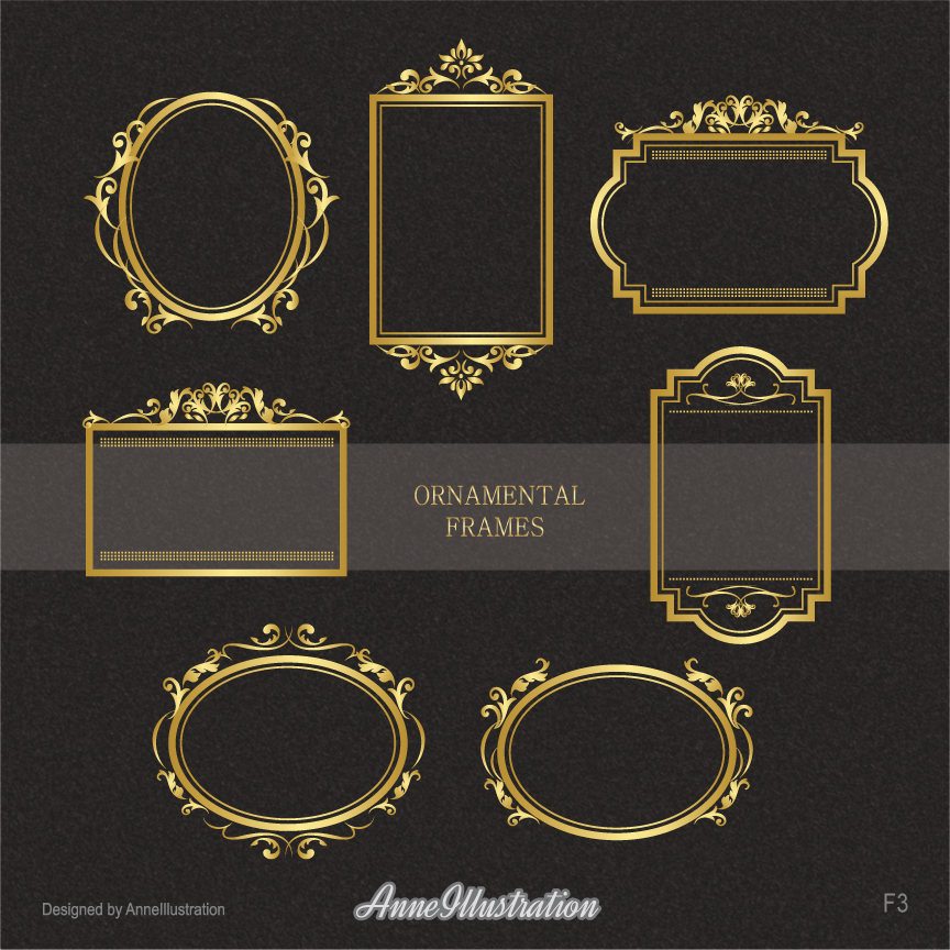 Ornamental Gold Frames Clipart,gold Frames Clipart,gold Vintage Clipart ...