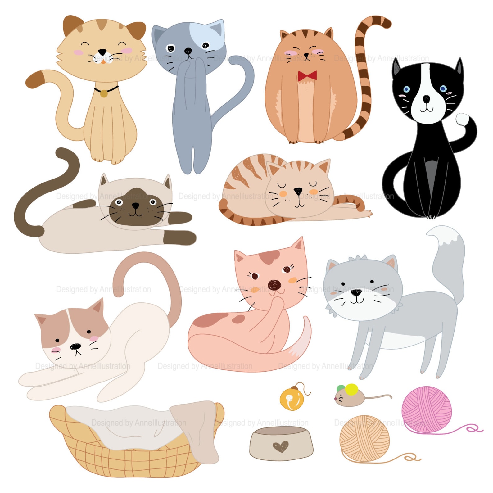 Cat Clipartpet Clipartkitten Clipartkitty Clipartcats | Etsy