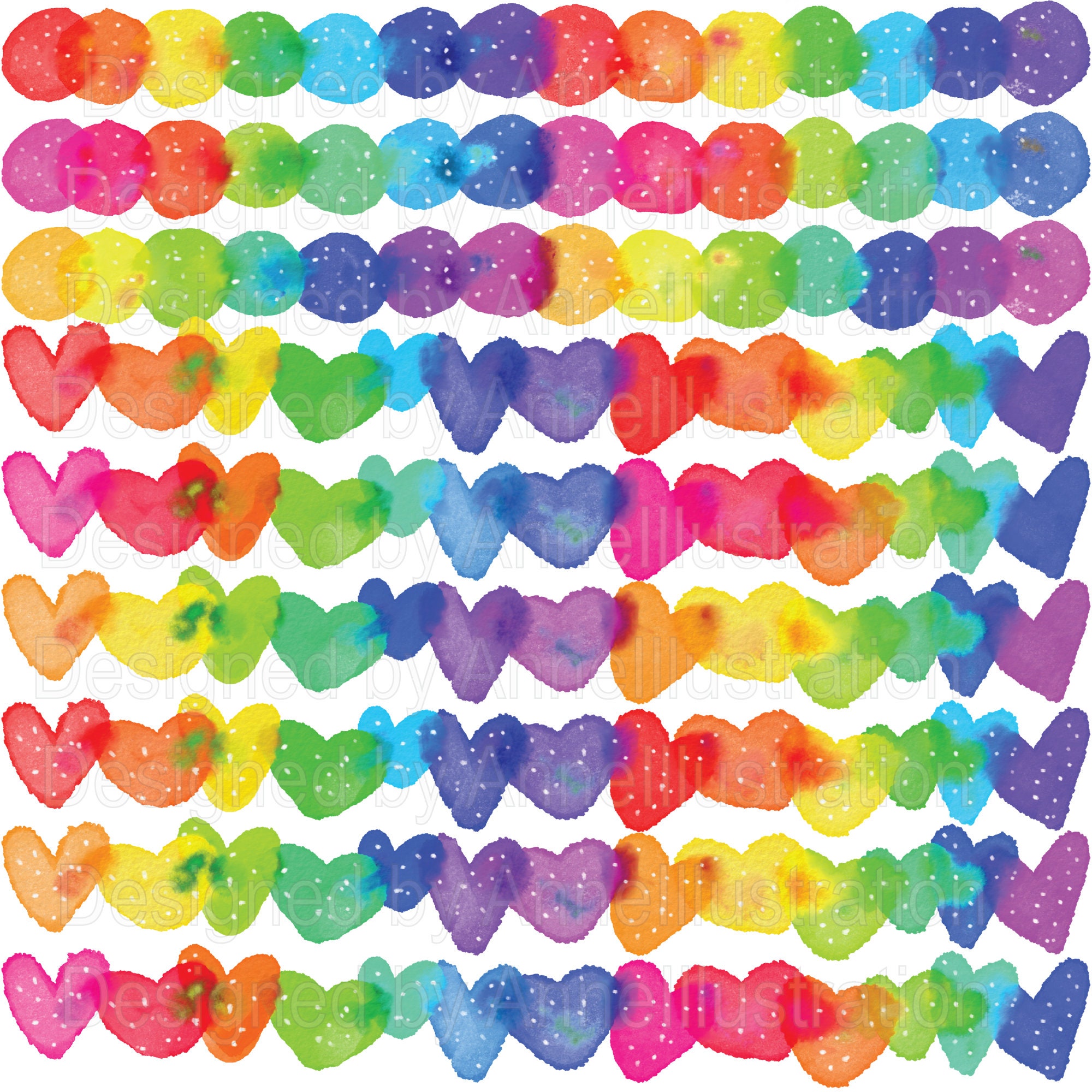 Watercolor Rainbow Border Clipartcircle Borderinvitation | Etsy