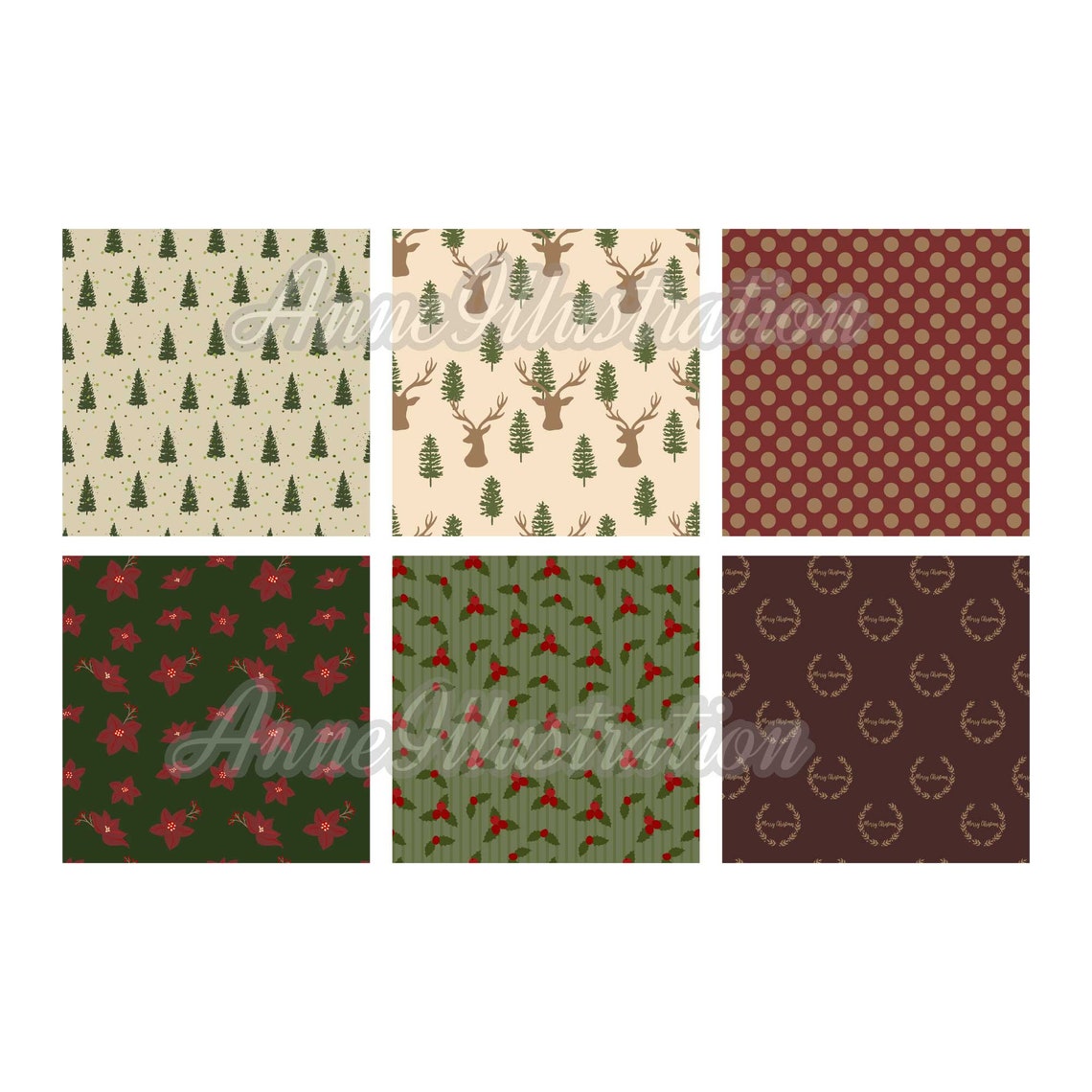 Christmas Digital Papers(seamless)holiday,scrapbook Paper,pattern ...