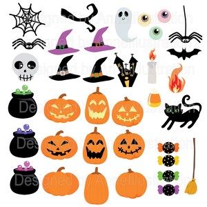 Halloween Clipart,pumpkin,ghost,skull,spider,spooky,black Cat,grahpic ...