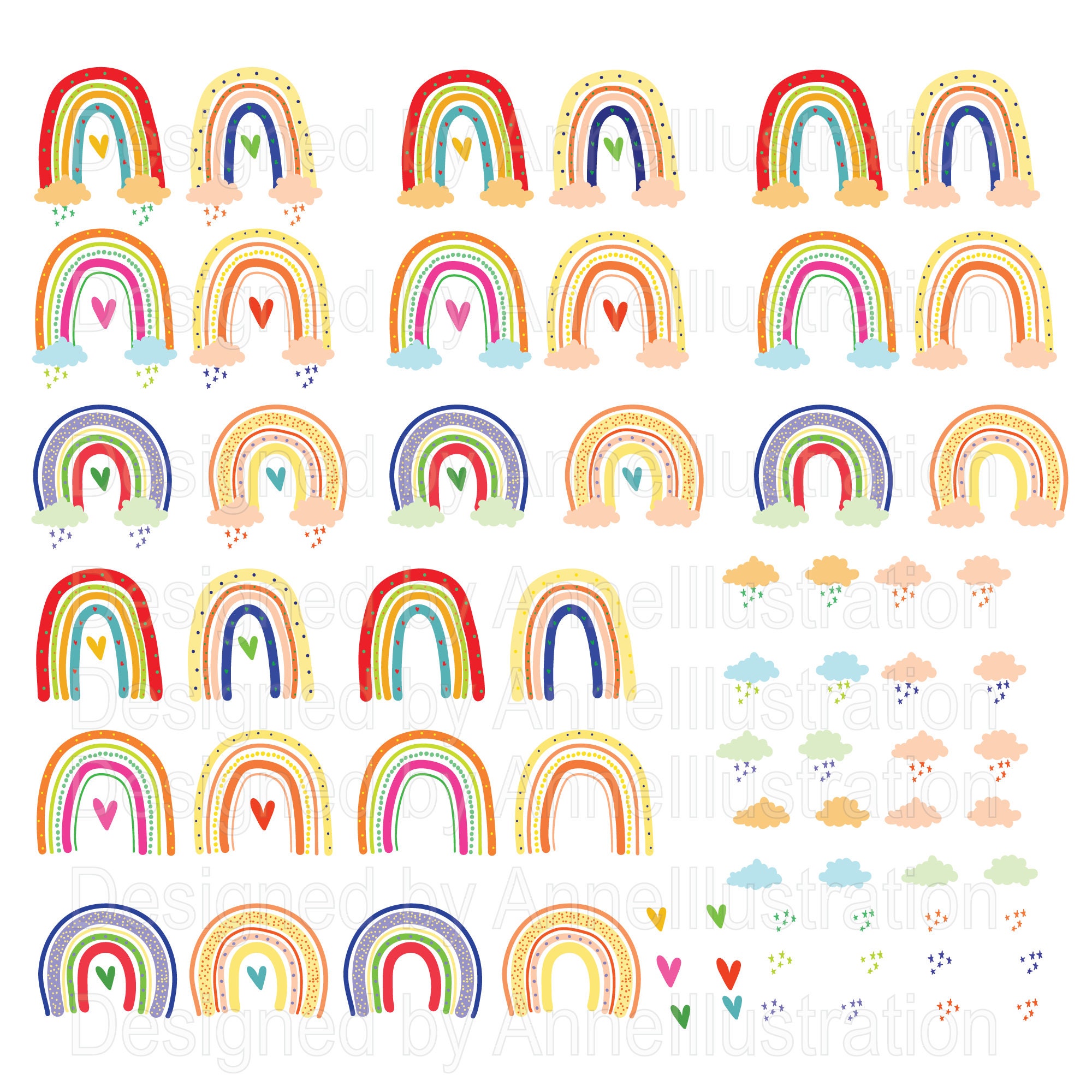 Colorful Rainbow ClipartBaby showerHand | Etsy