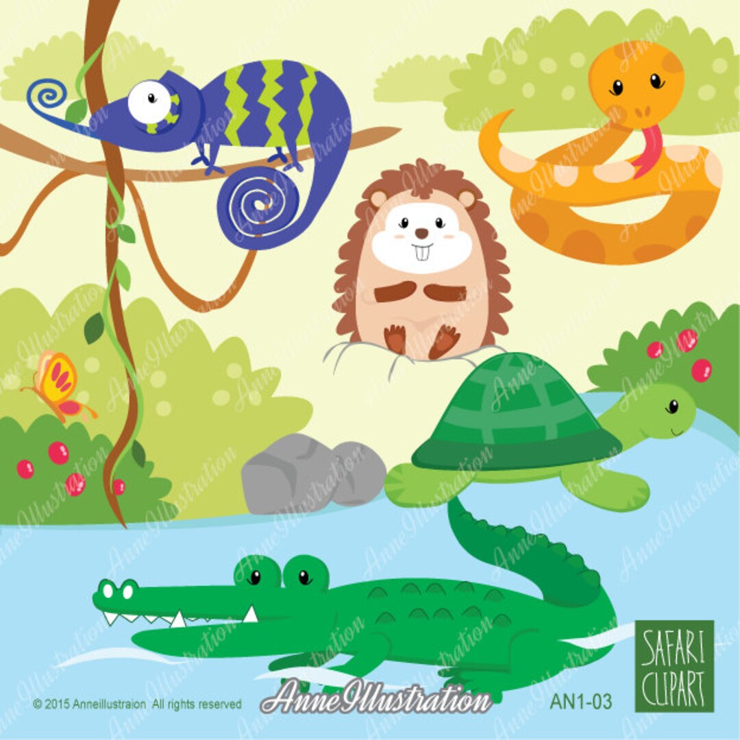 Safari Clipart,snake Clipart,hedgehog,crocodile Clipart,tutrle Clipart ...
