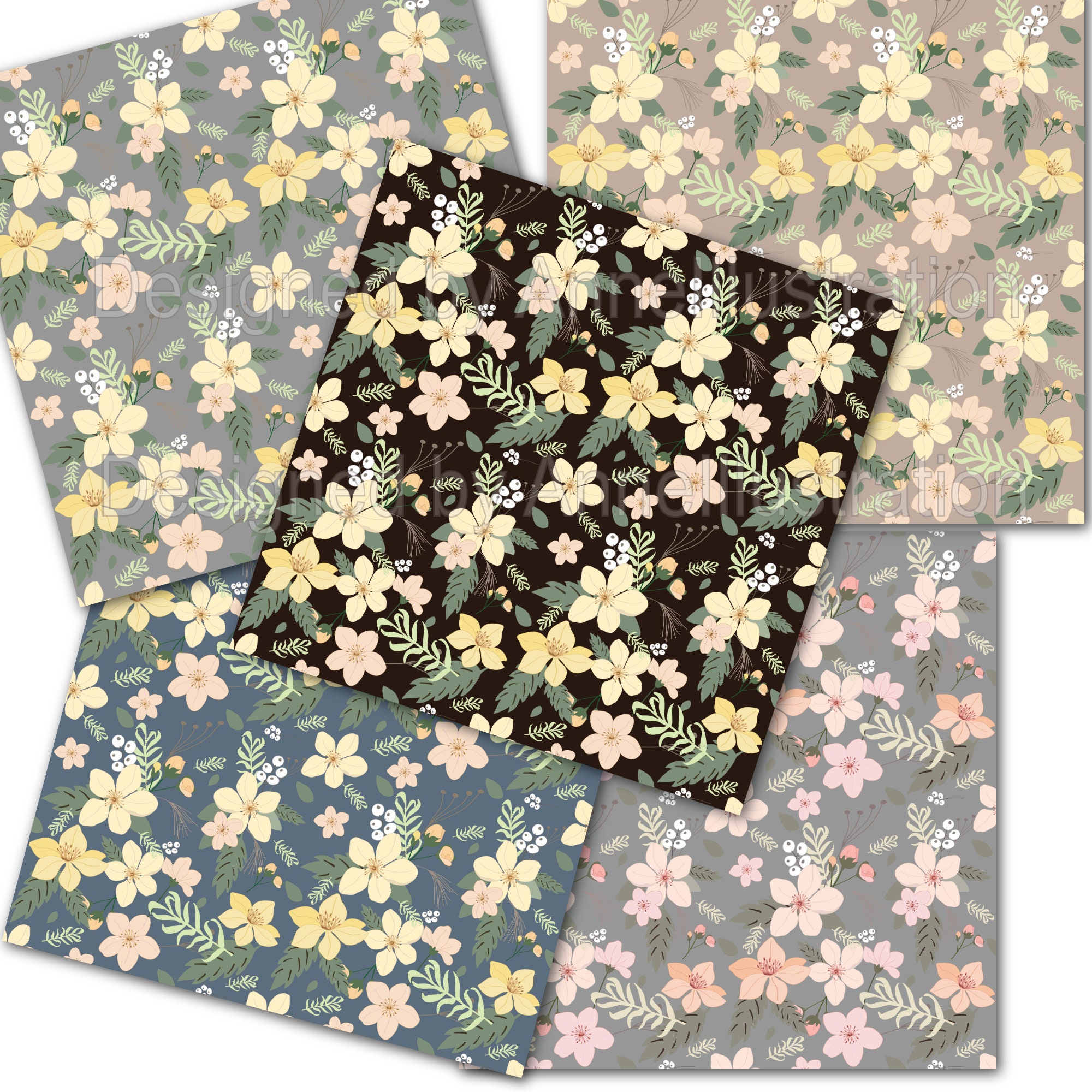 Vintage Flowers Digital Paperseamlesspatternfloral Digital - Etsy Australia