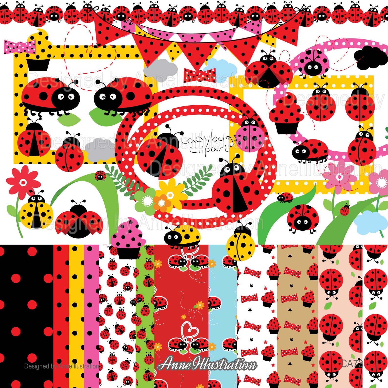 Ladybugs Clipart,ladybugs Digital Paper,insect Clipart,cute,ladybird ...
