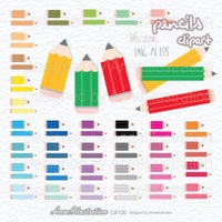 Watercolor Crayon Clipart: Hand-painted School Art (PNG Digital ...