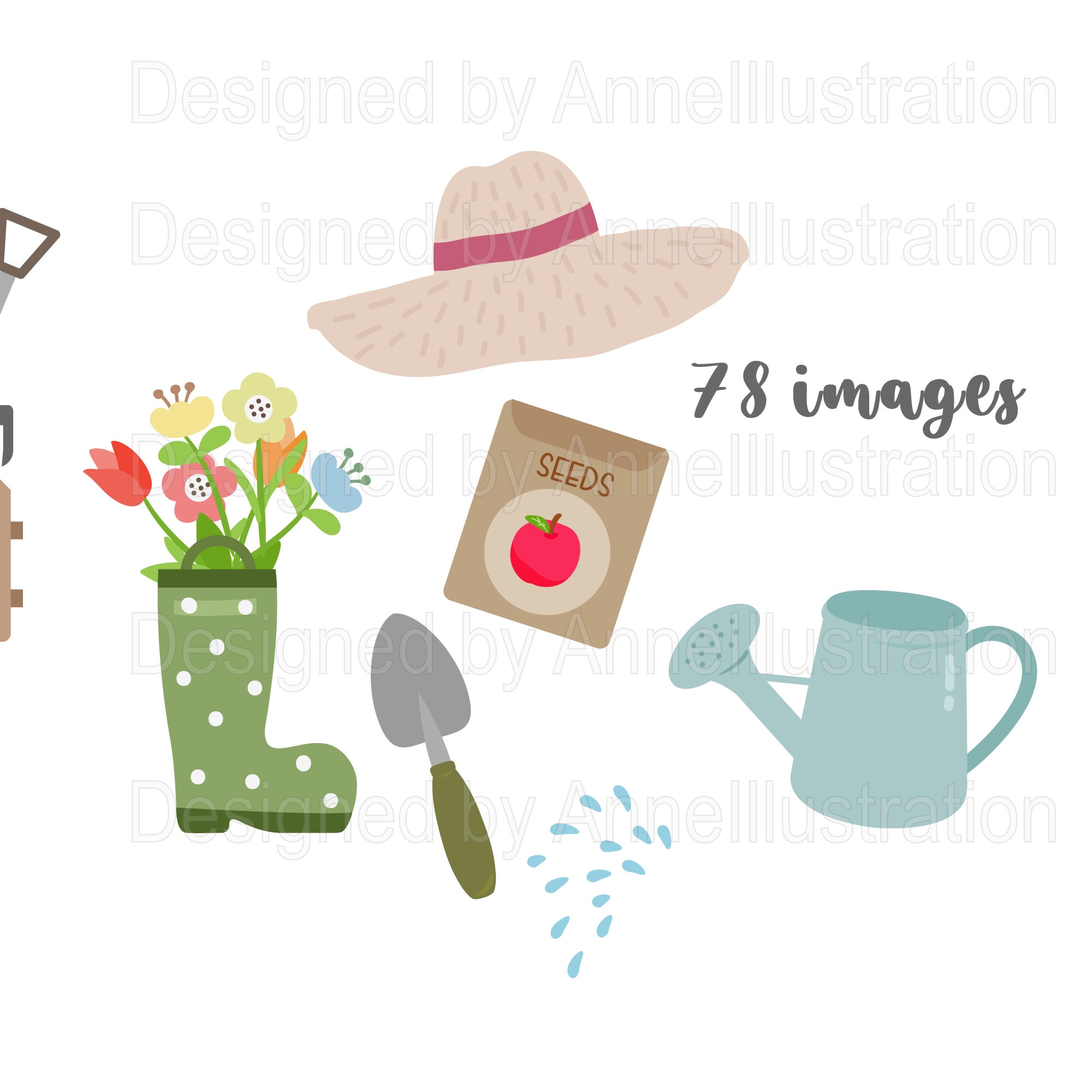 Gardening Clipartvegetablesflowersgarden Toolspot - Etsy